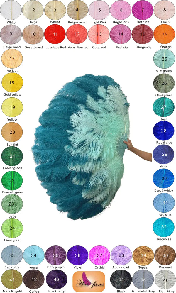 Professional Triple Layers Ostrich Feather Fan 32"x 54" Mix color ...