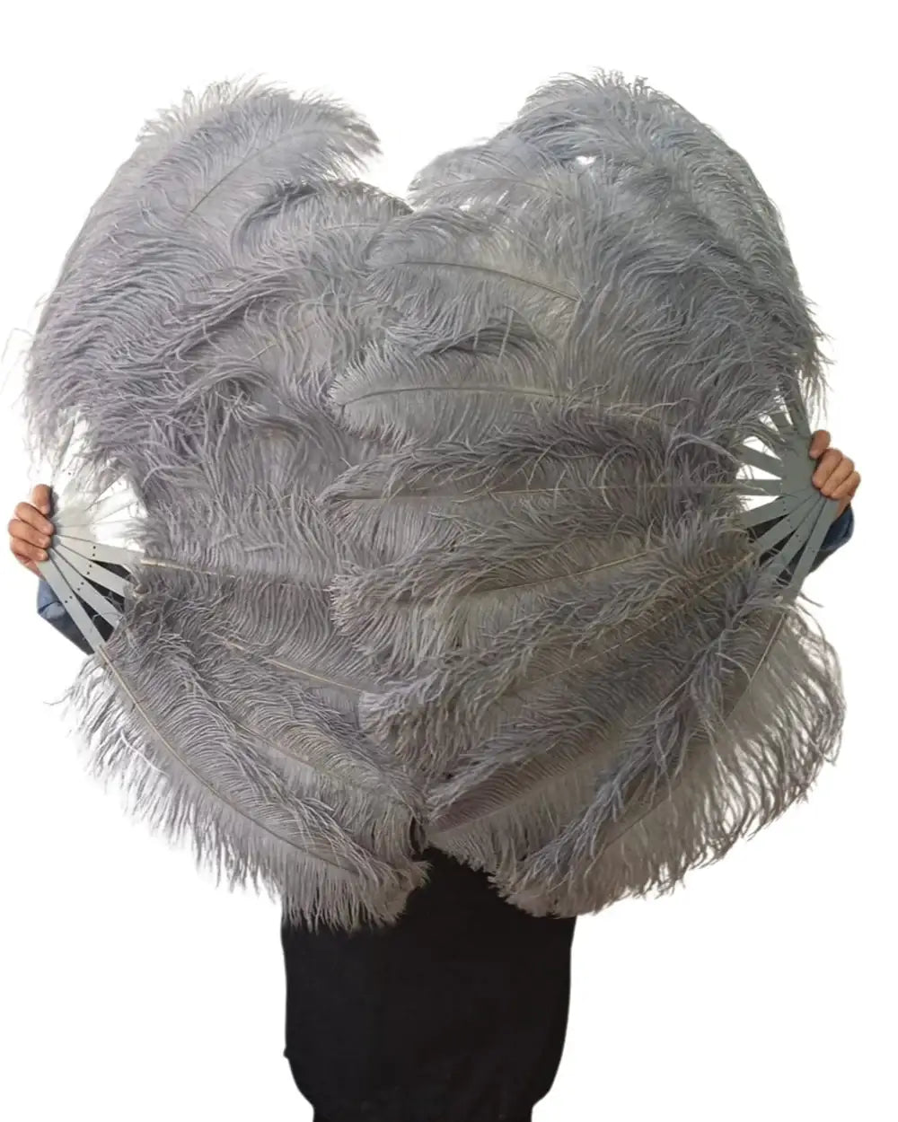 Single Layer Feather Fan Dark Grey Ostrich Fan for Beginners | Feathers ...