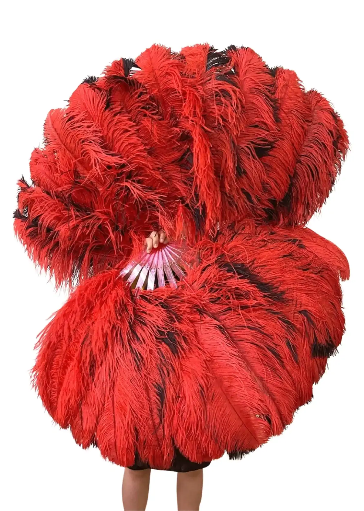 Red/black single layer Double side Ostrich Feather Fan for sale ...