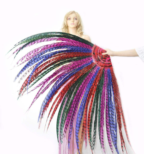 mix color Luxury Tall huge Pheasant Feather Fan 37"x 69" | Feathers fans