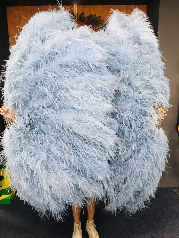 Baby blue Professional 4 Layers Ostrich Feather Fan 35"x 67" | Feathers ...