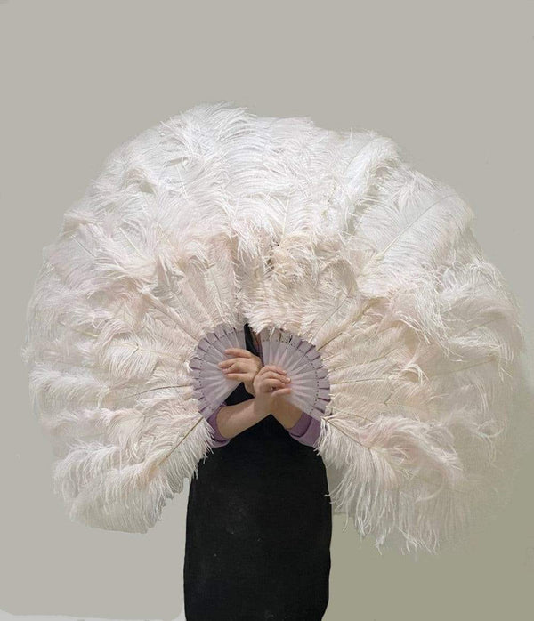 Blush intermediate 2 layers Ostrich Feather Fan 30"x 54" | Feathers fans