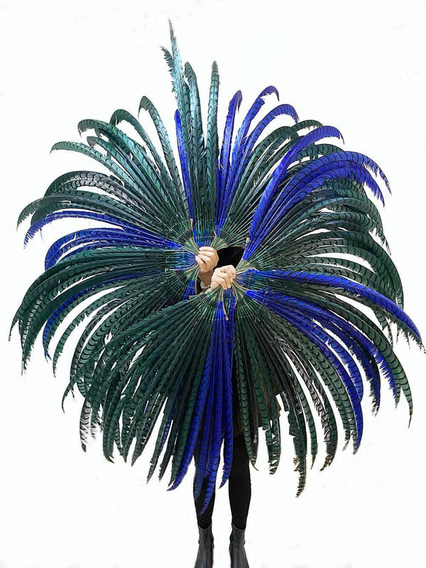 Mix color green & blue artistic huge Tall Pheasant Feather fan 38"x 80 ...