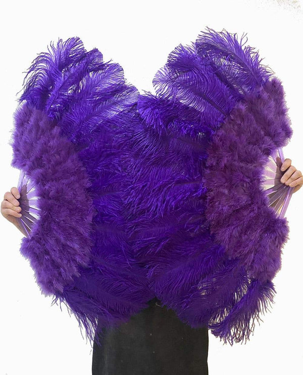 Beginner Violet Marabou & Ostrich Feather fan 21"x 38" | Feathers fans